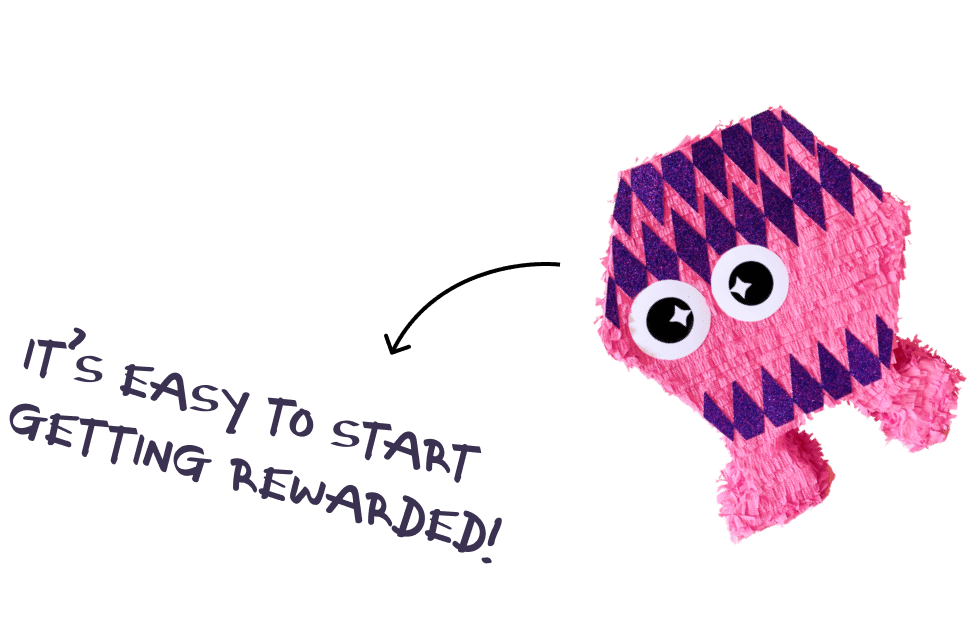 Piñata Max mascot peeking from the window border saying 'The best value ...