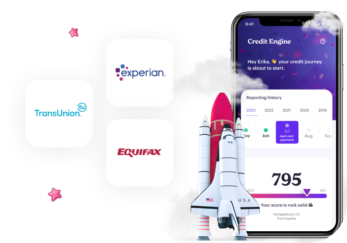 Smartphone displaying the Credit Engine app interface